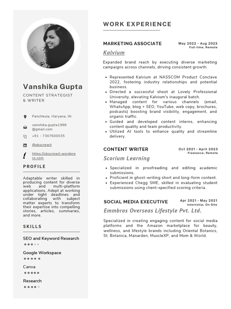 Vanshika Gupta Cv Pdf Expert Search Engine Optimization