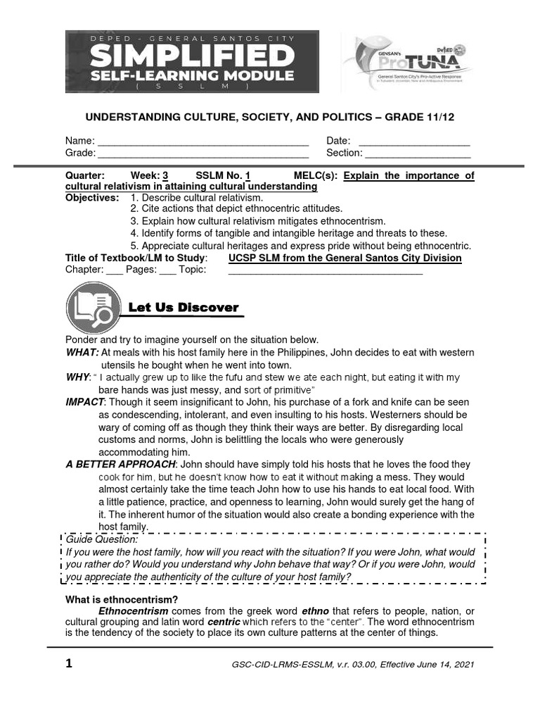 UCSP Q1 3 Tubao Week 5 | PDF | Relativism