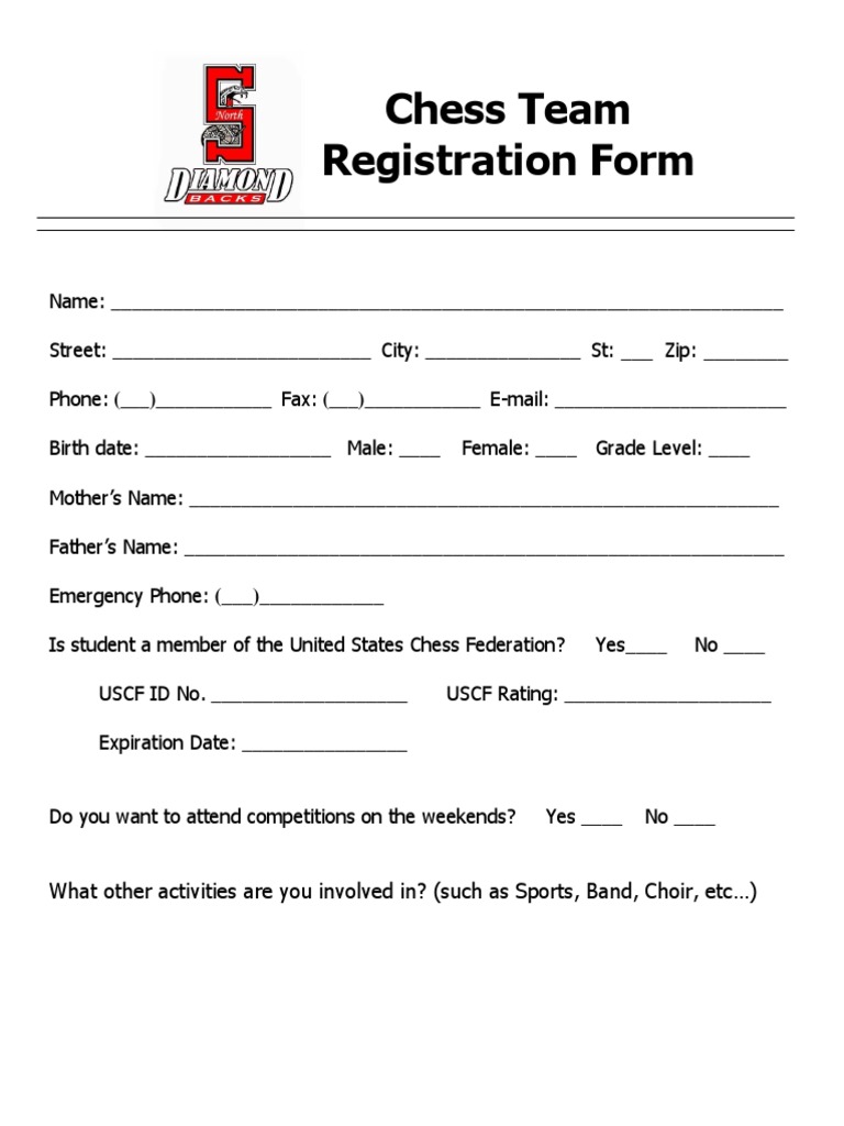 Chess Registration Form | PDF