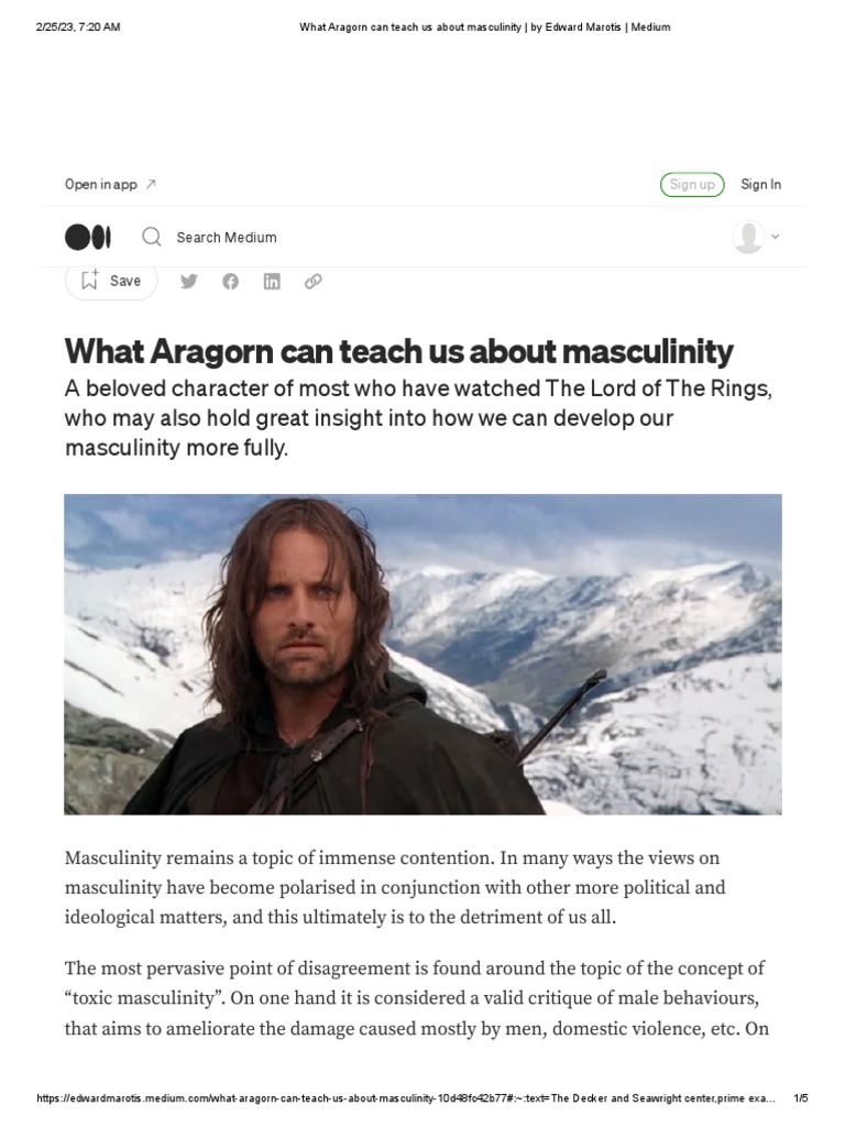 What Aragorn Can Teach Us About Masculinity - by Edward Marotis ...