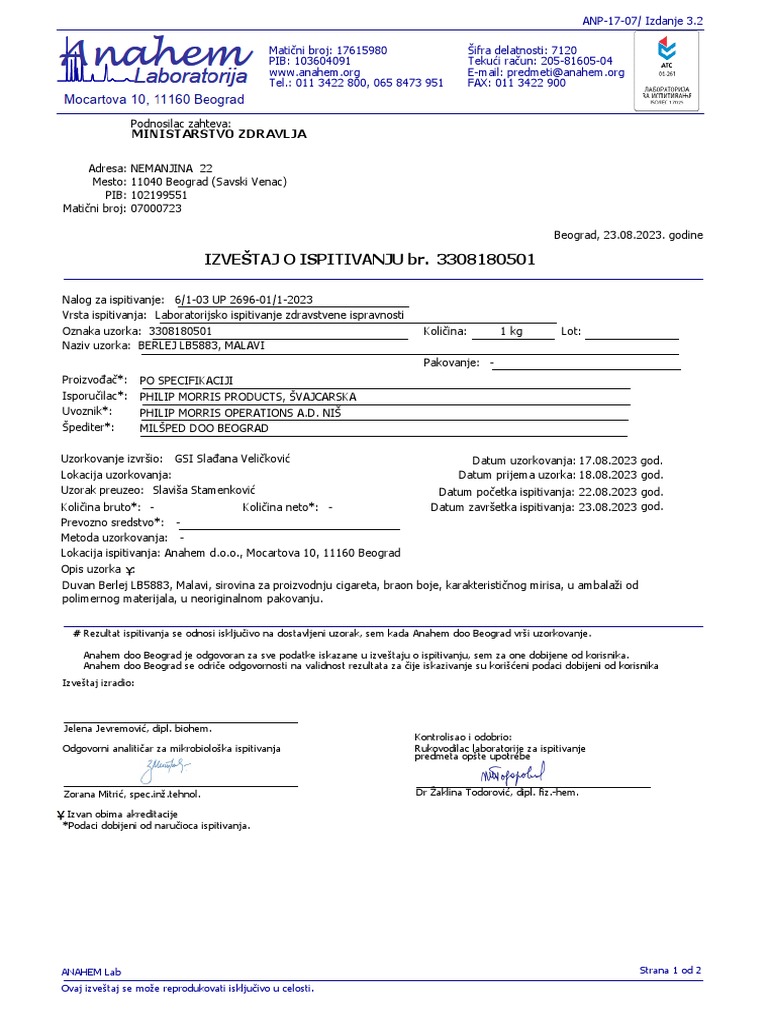 33081805-Izvestaj Predmeti - 2 | PDF