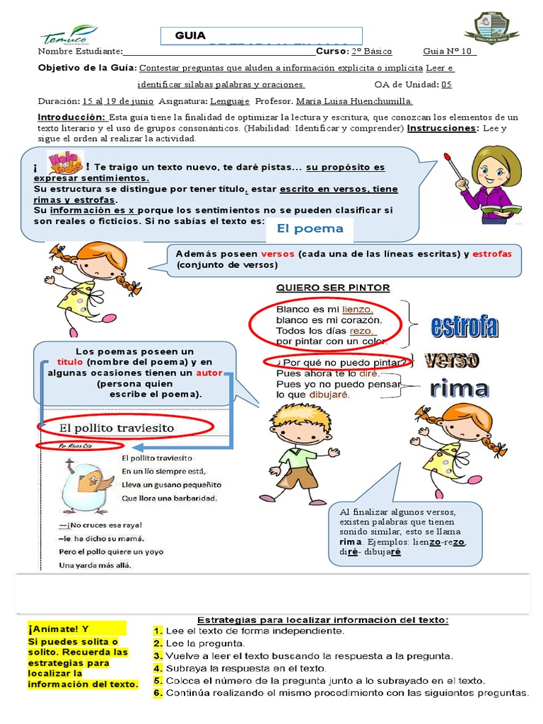 Guia #10 - Lenguaje 2°basico | PDF