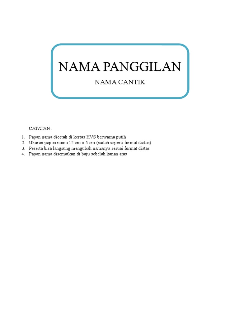 Format Papan Nama Peserta | PDF