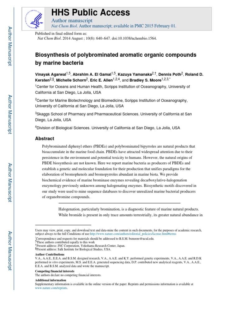 Ni Hms 597311 | PDF | Biosynthesis | Cofactor (Biochemistry)