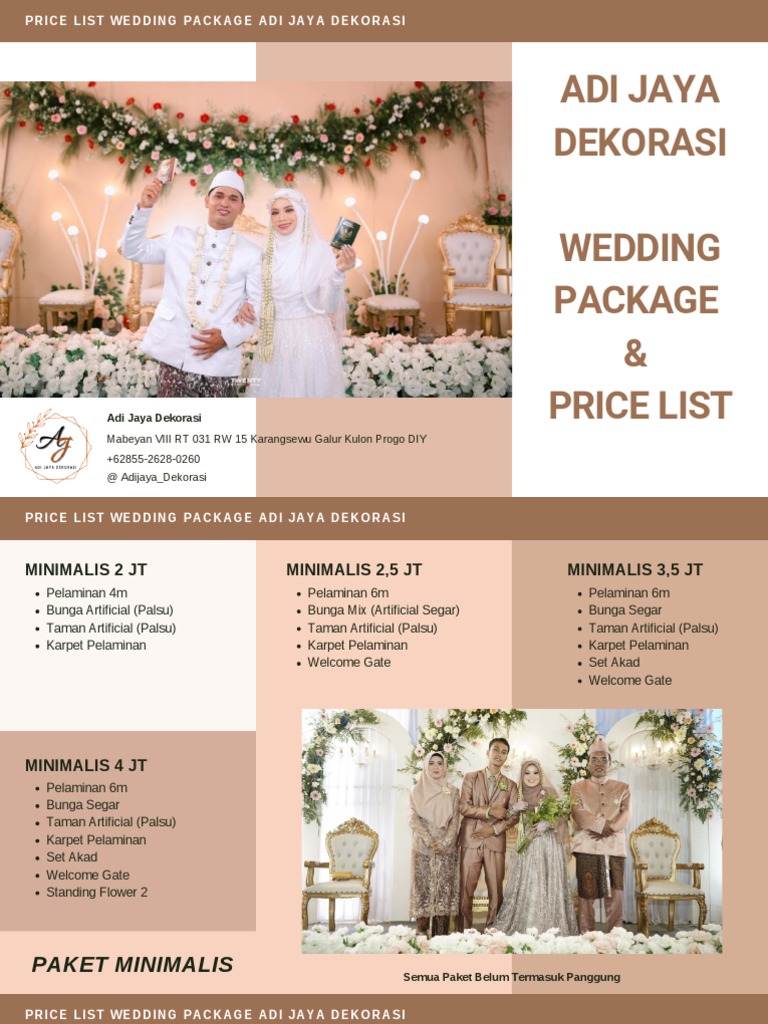 Price List Wedding Package Adi Jaya Dekorasi | PDF