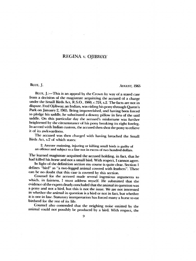 Regina V Ojibway | PDF