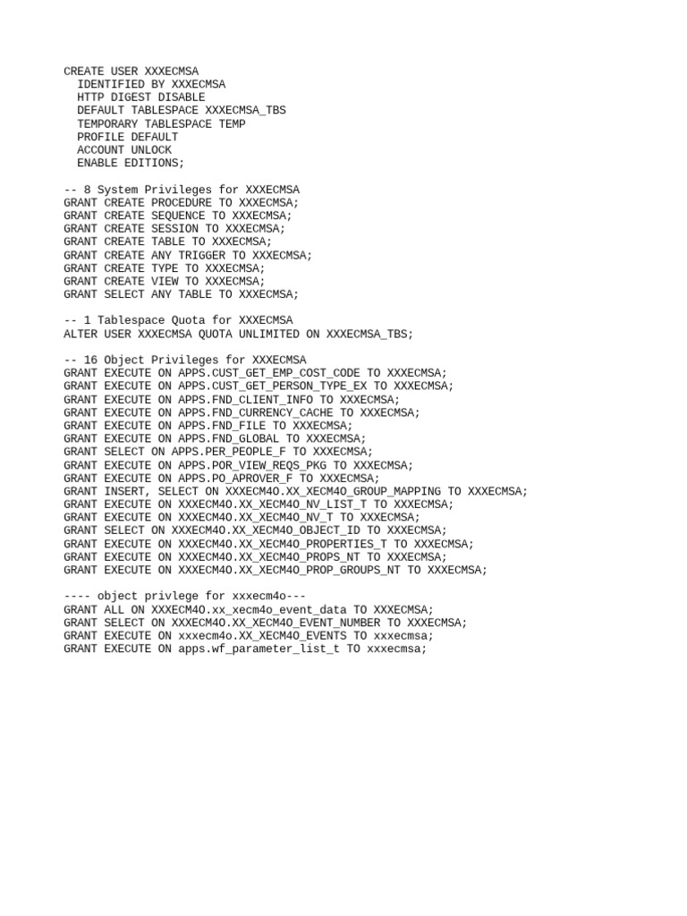 2 - XXXECMSA Schema Creation | PDF