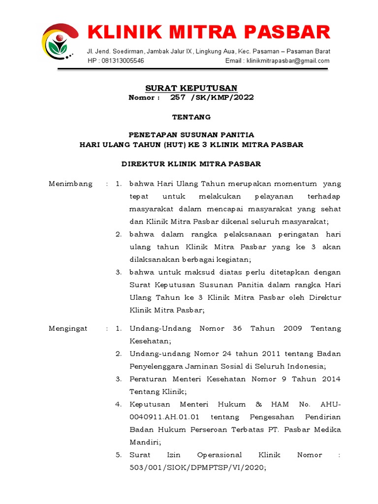 Susunan Panitia Hut KMP | PDF