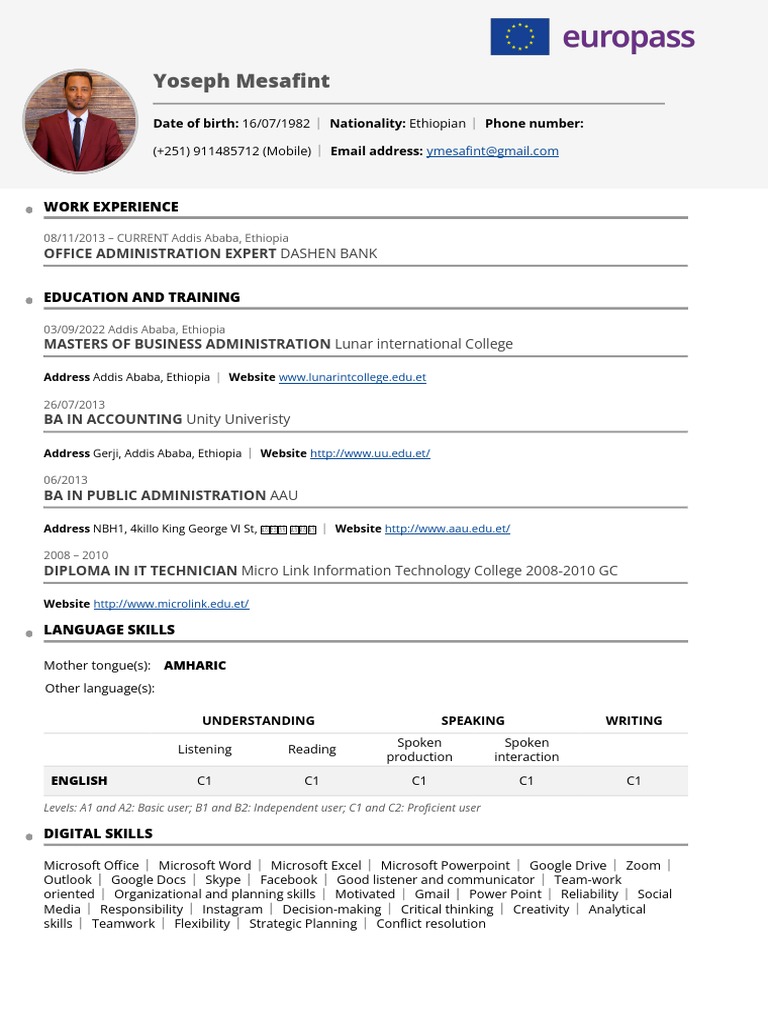 Yoseph Mesafint: Work Experience | PDF