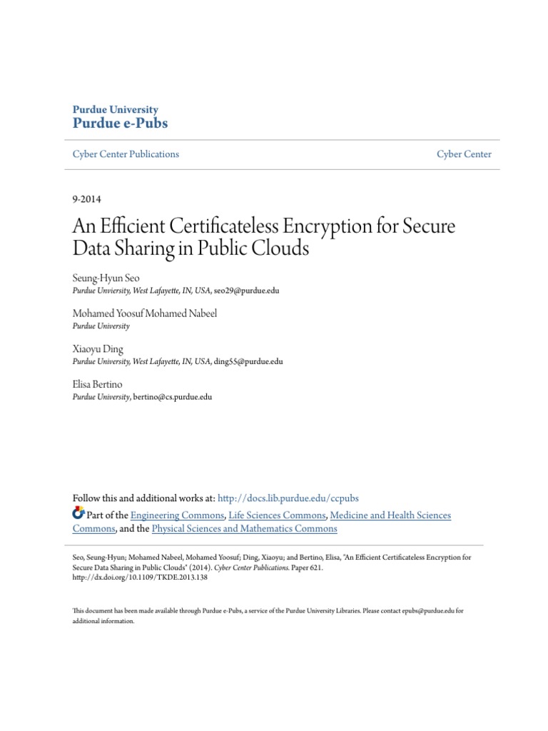 An Efficient Certificateless Encryption For Secure Data Sharing I Pdf Key Cryptography