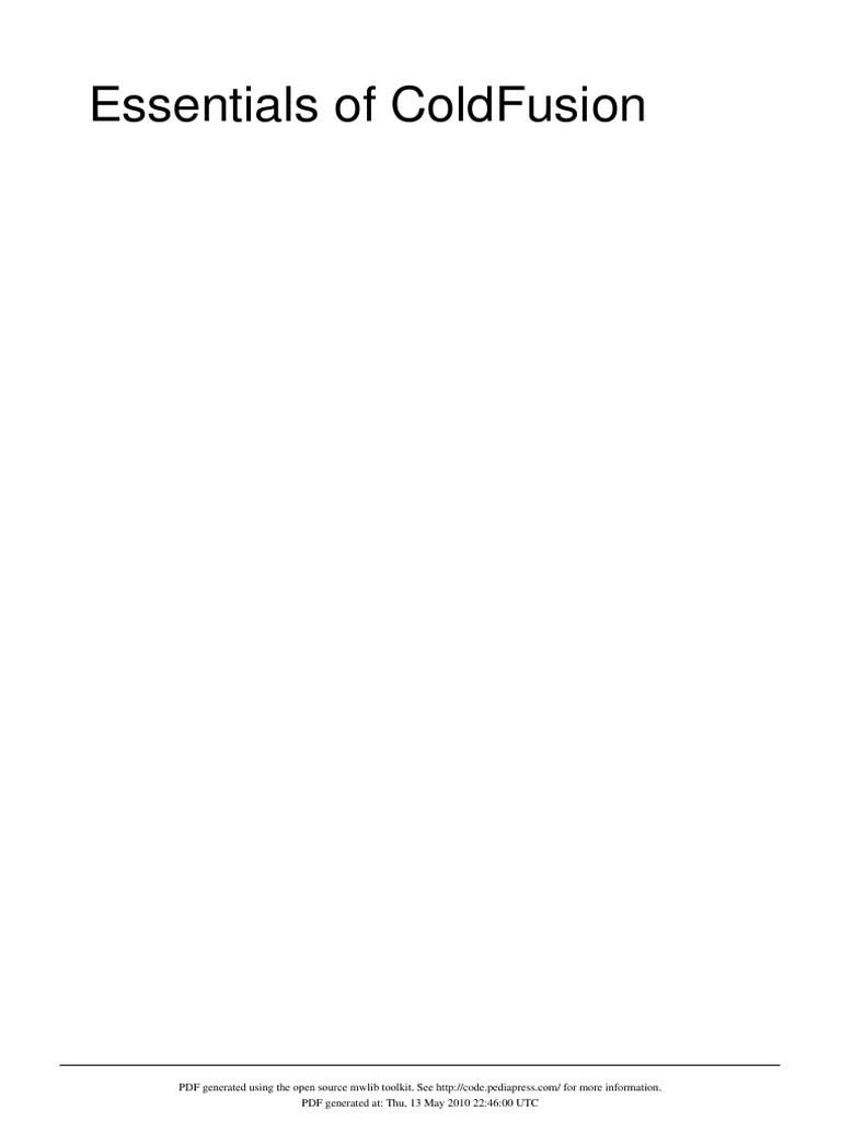 Essential of Coldfusion | PDF | Computer Science | Computing