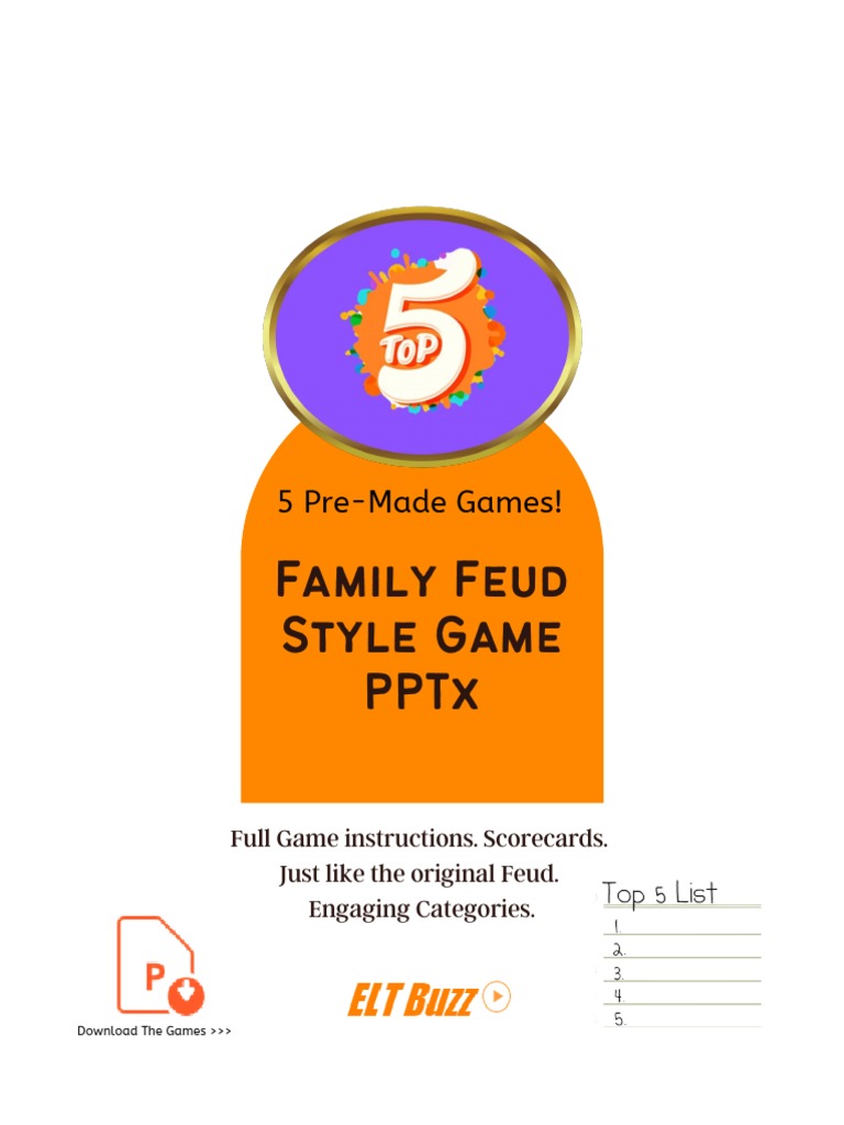 Family Feud Style Game PPTX: 5 Pre-Made Games! | PDF
