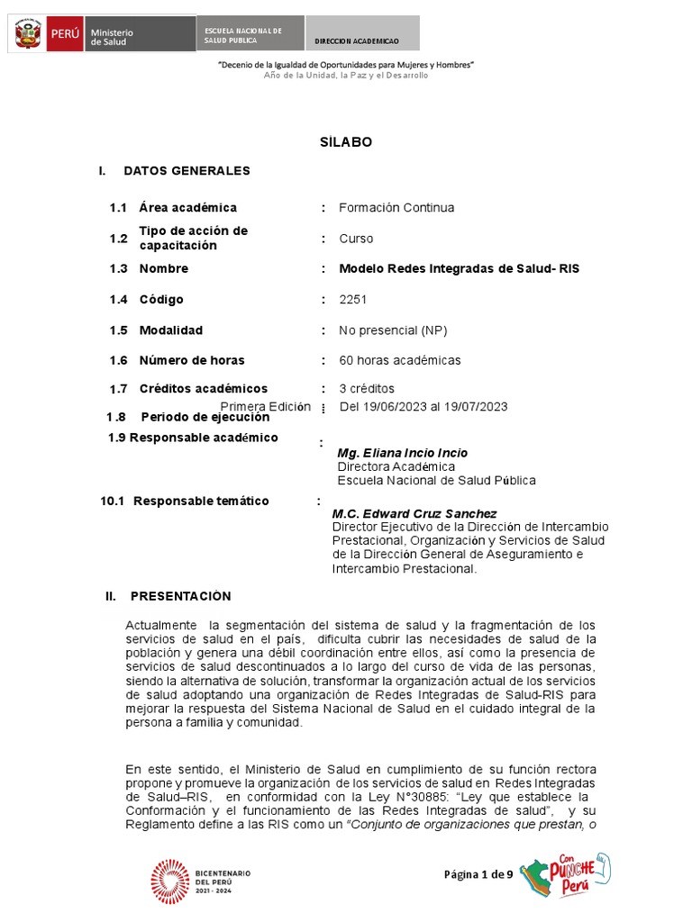 Silabo Curso Ris (2023) | PDF | Gobernancia | Sistema de salud