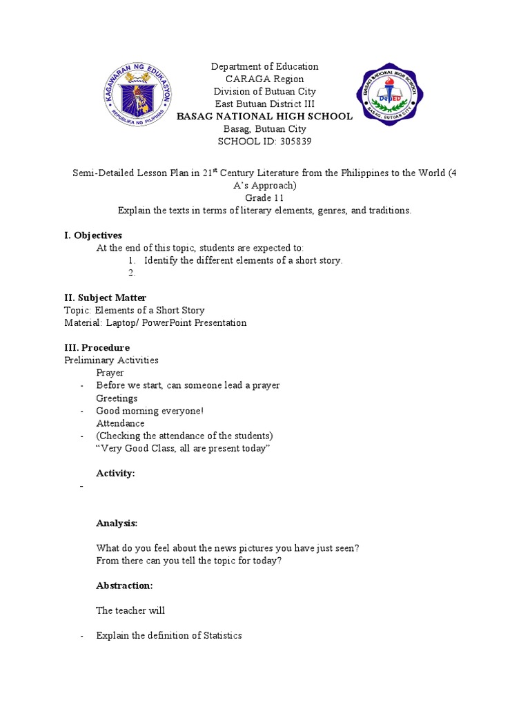 Semi-Detailed Lesson Plan: 21st Century Literature | PDF