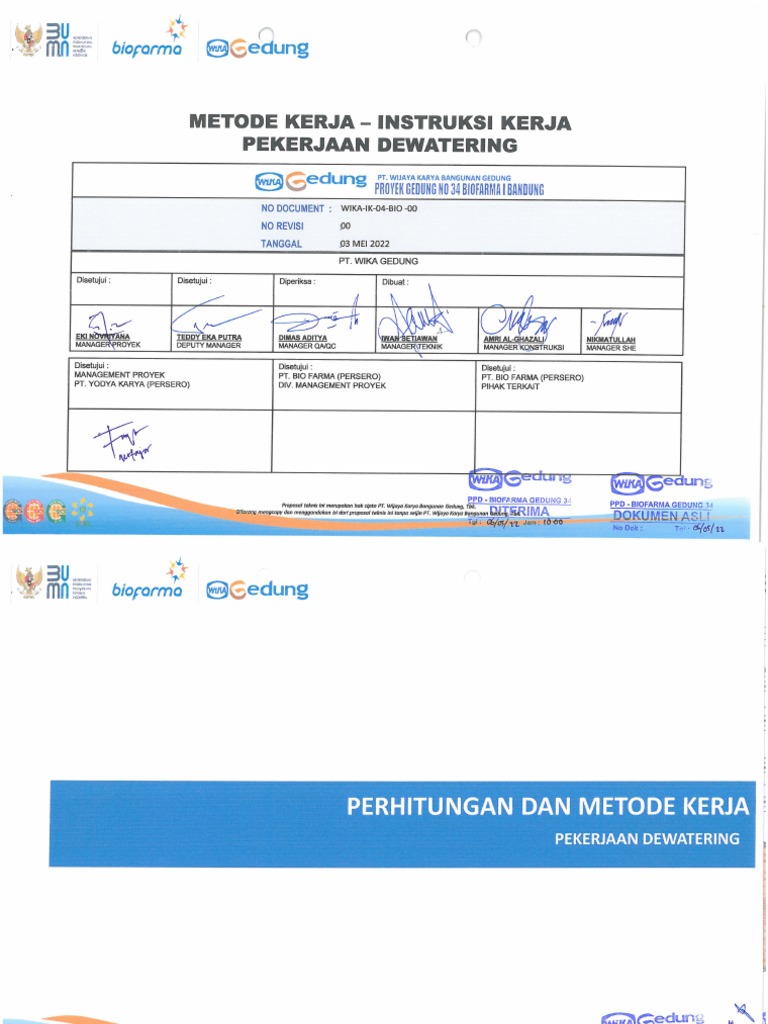 Metode Kerja - Dewatering | PDF