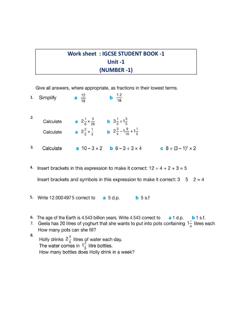 Grade - 8 (NUMBER - 1) | PDF