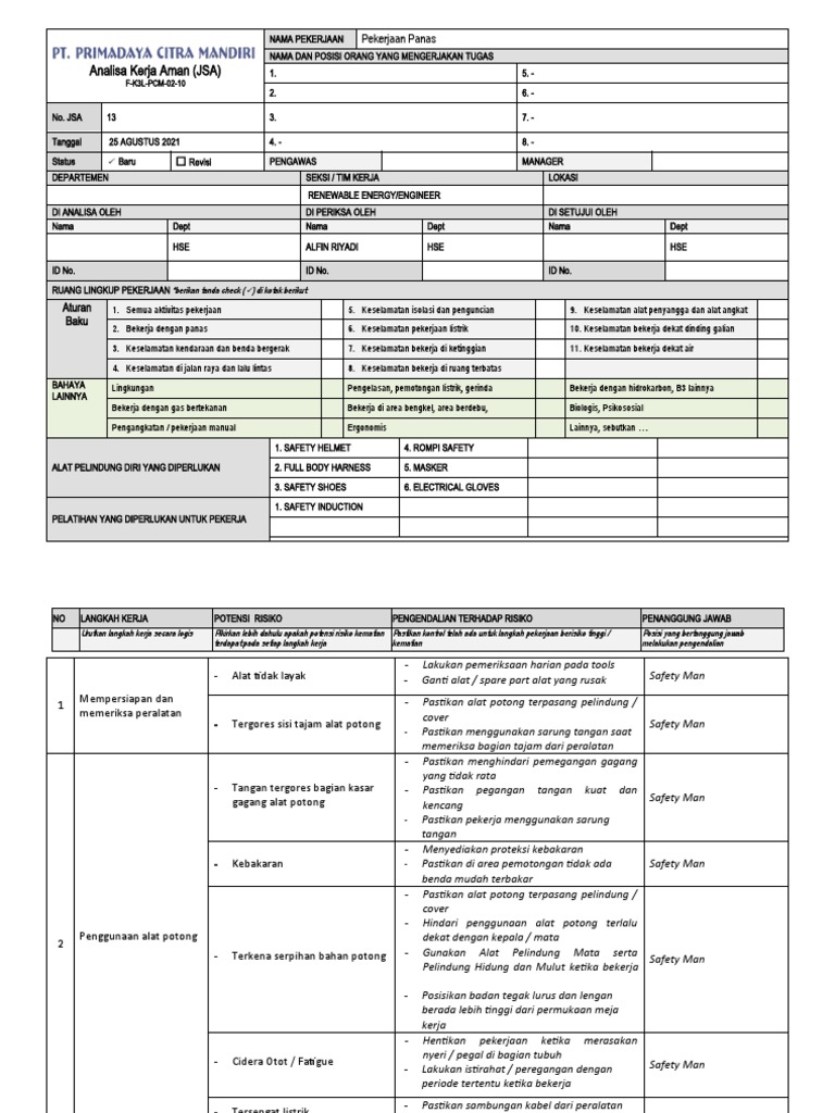 F-K3L-PCM-JSA-13 Pekerjaan Panas | PDF