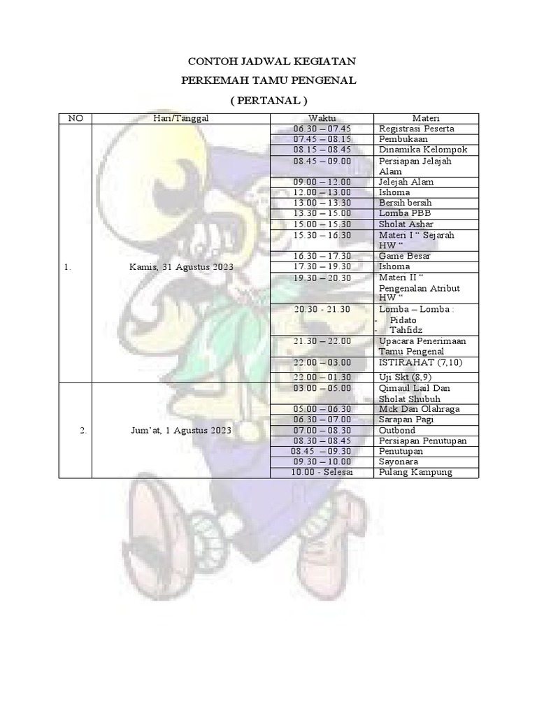 Contoh Jadwal Kegiatan 1 | PDF