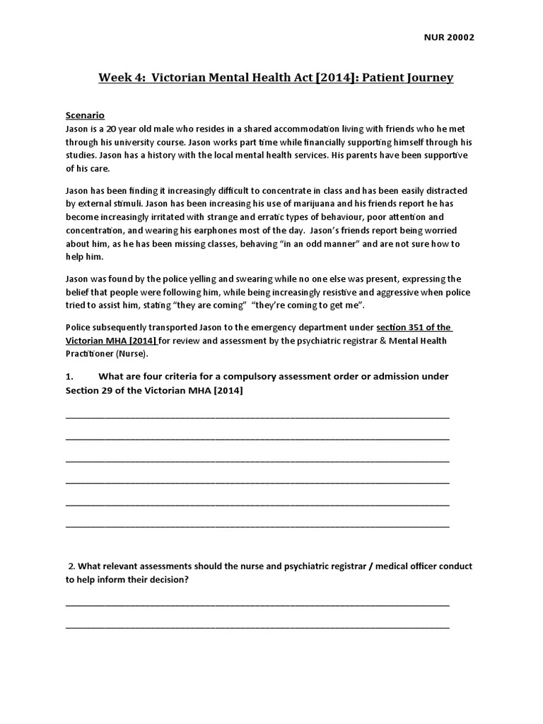 Case Scenario Jason | PDF | Psychiatry | Patient