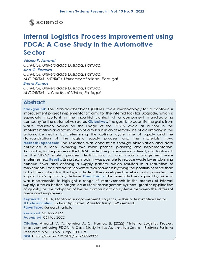 Internal Logistics Process Improvement Using PDCA | Download Free PDF | Logistics | Lean ...