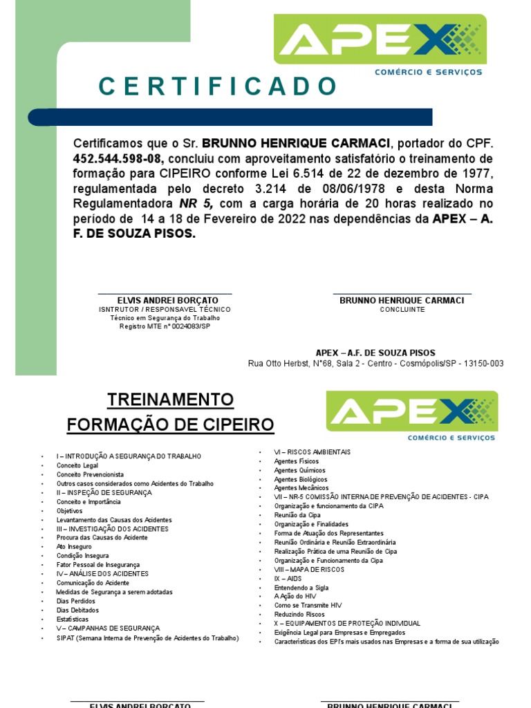 NR Cipeiro - Brunno | PDF | Segurança e saúde ocupacional