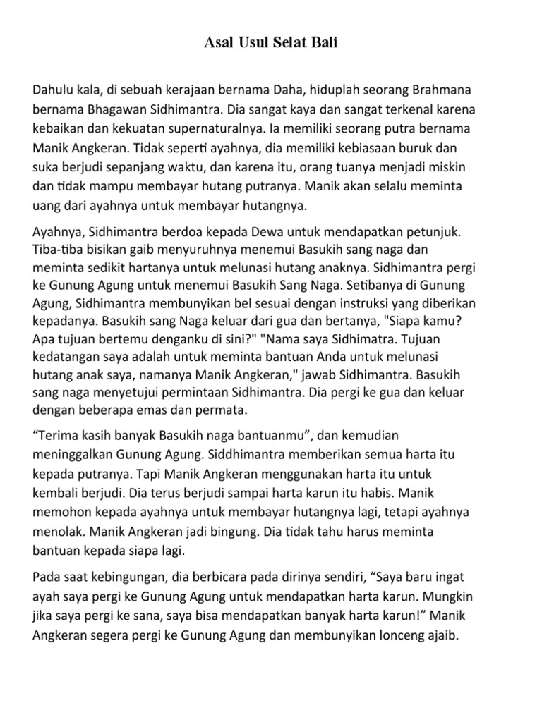Asal Usul Selat Bali | PDF