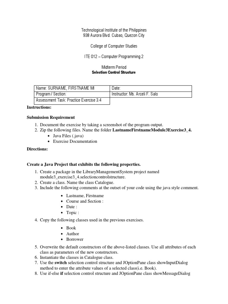 Catapang Midterm Assessmenttask3 4 Pdf Constructor Object Oriented Programming Programming