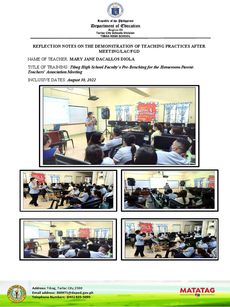 2 Reflection Notes Meeting Pta Agenda Pdf Learning Teachers