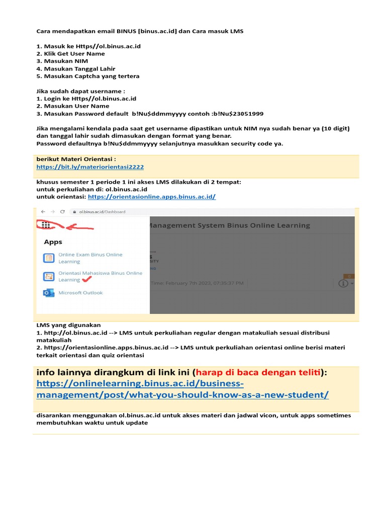 Panduan Mhs Baru MN BOL | PDF