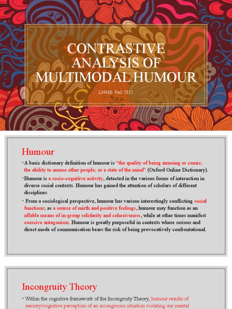 Contrastive Analysis of Multimodal Humour | PDF | Humour | Jokes