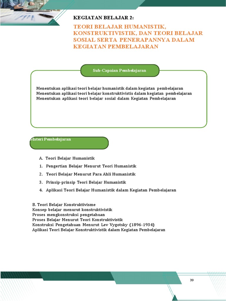 KB 2 Teori Belajar Humanistik Konstruktivistik, Dan Teori Belajar Sosial Serta Penerapannya ...