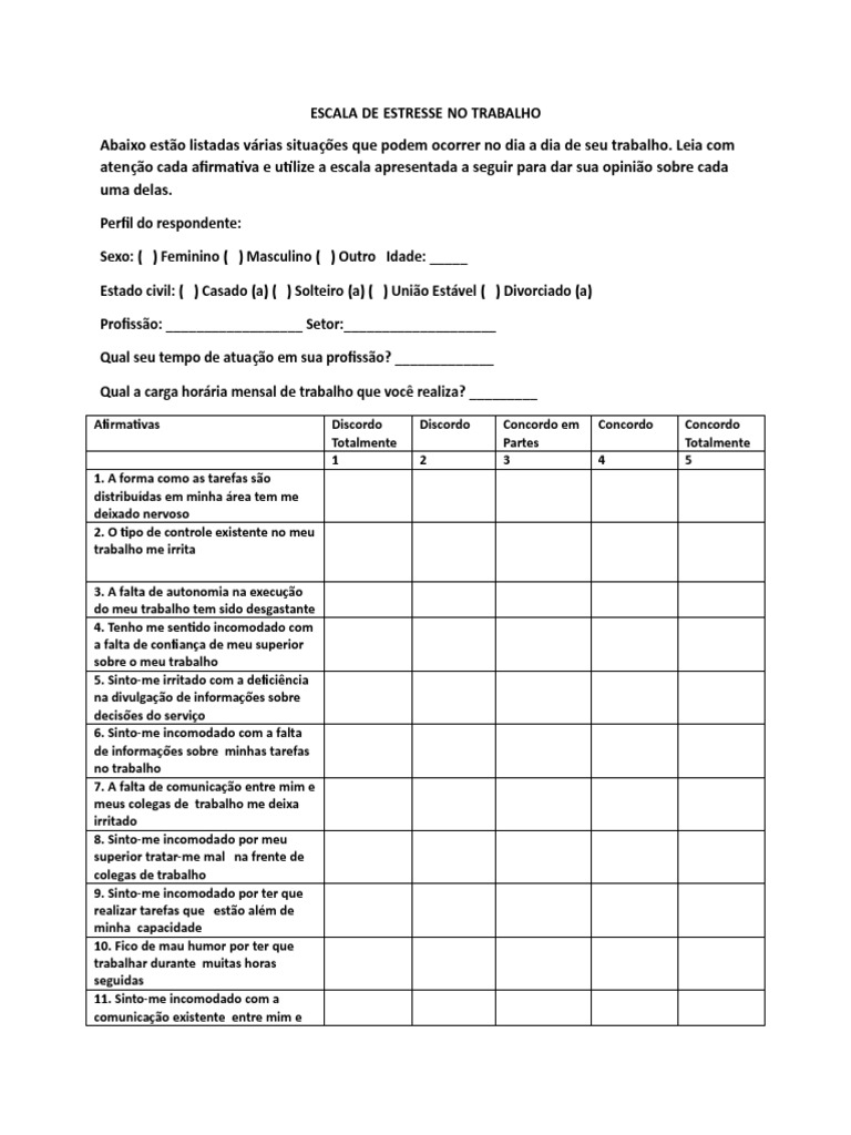 Escala de Estresse No Trabalho - EET | PDF | Ansiedade