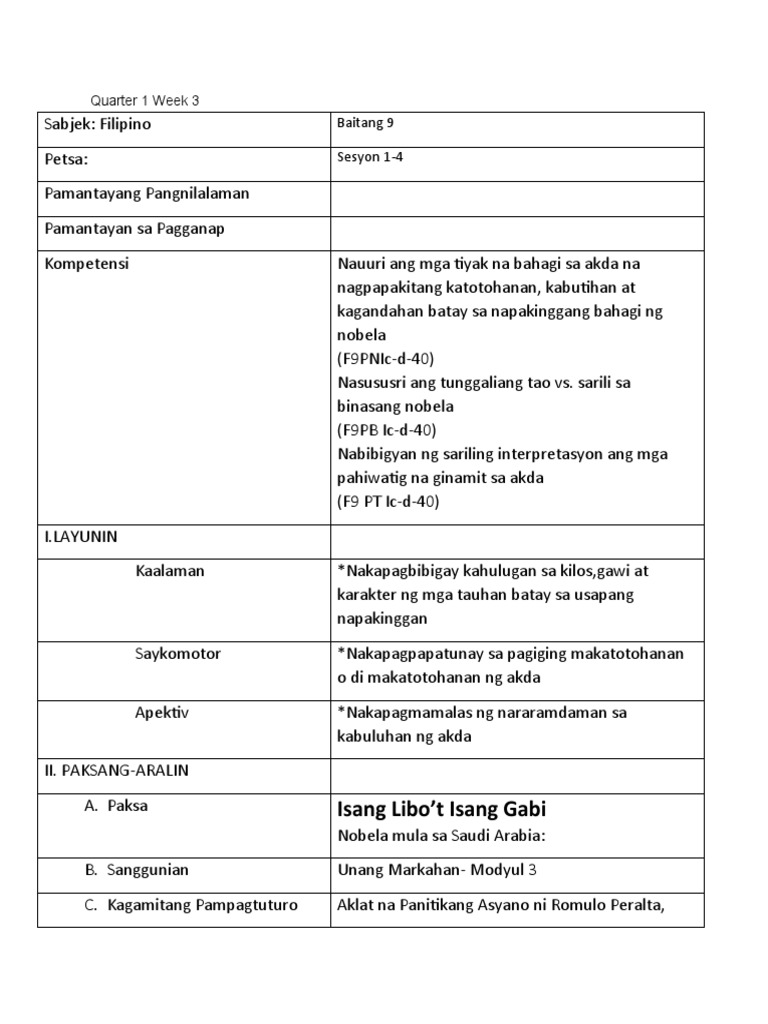 Lesson Plan - Q1W3 | PDF