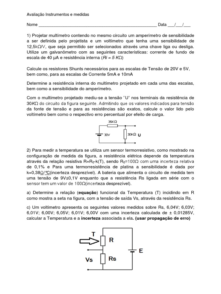 Projetos1 Adsads - Prova IM EE 2021 2 | PDF | Resistência elétrica e ...