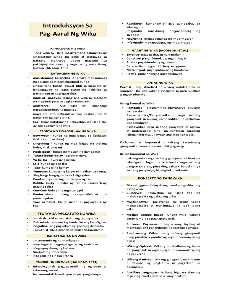 1 Introduksyon Sa Pag Aaral NG Wika | PDF