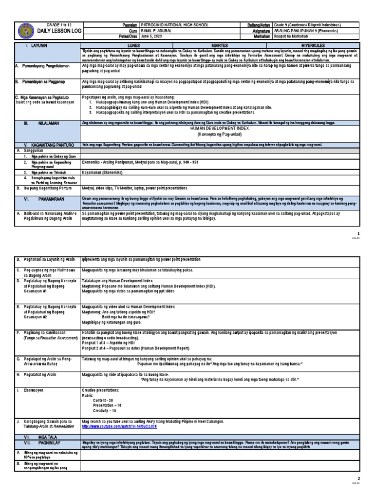 Ap 9 (June 5 Cot) | PDF