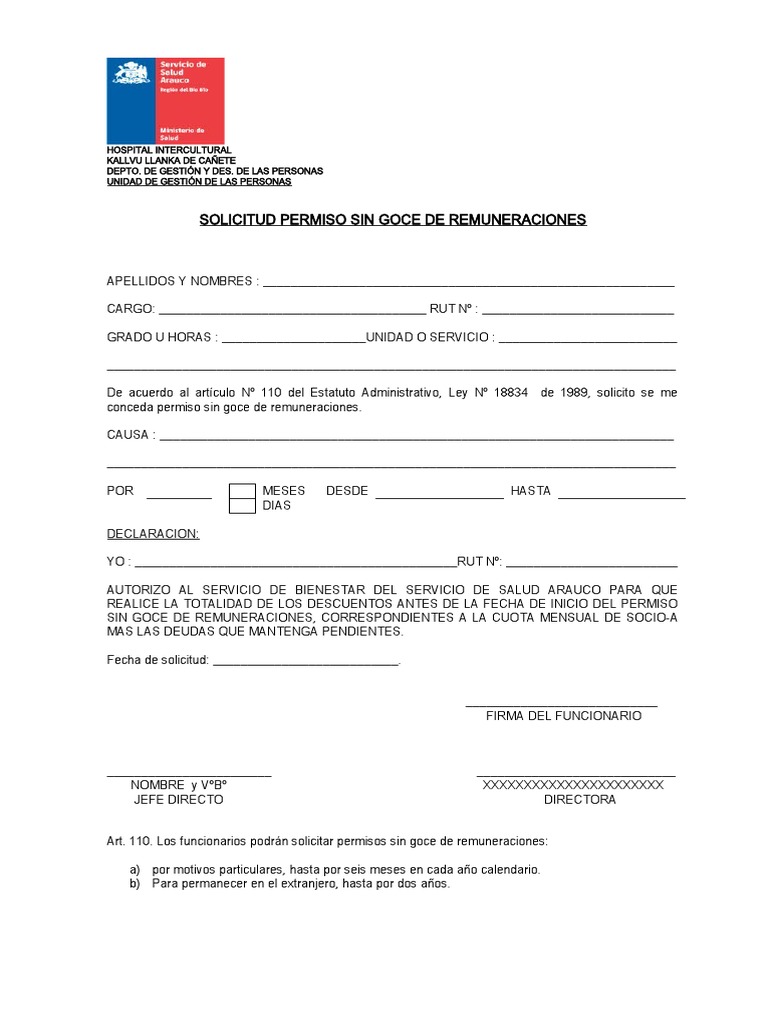 Permiso Sin Goce Sueldos | PDF | Finanzas y dinero