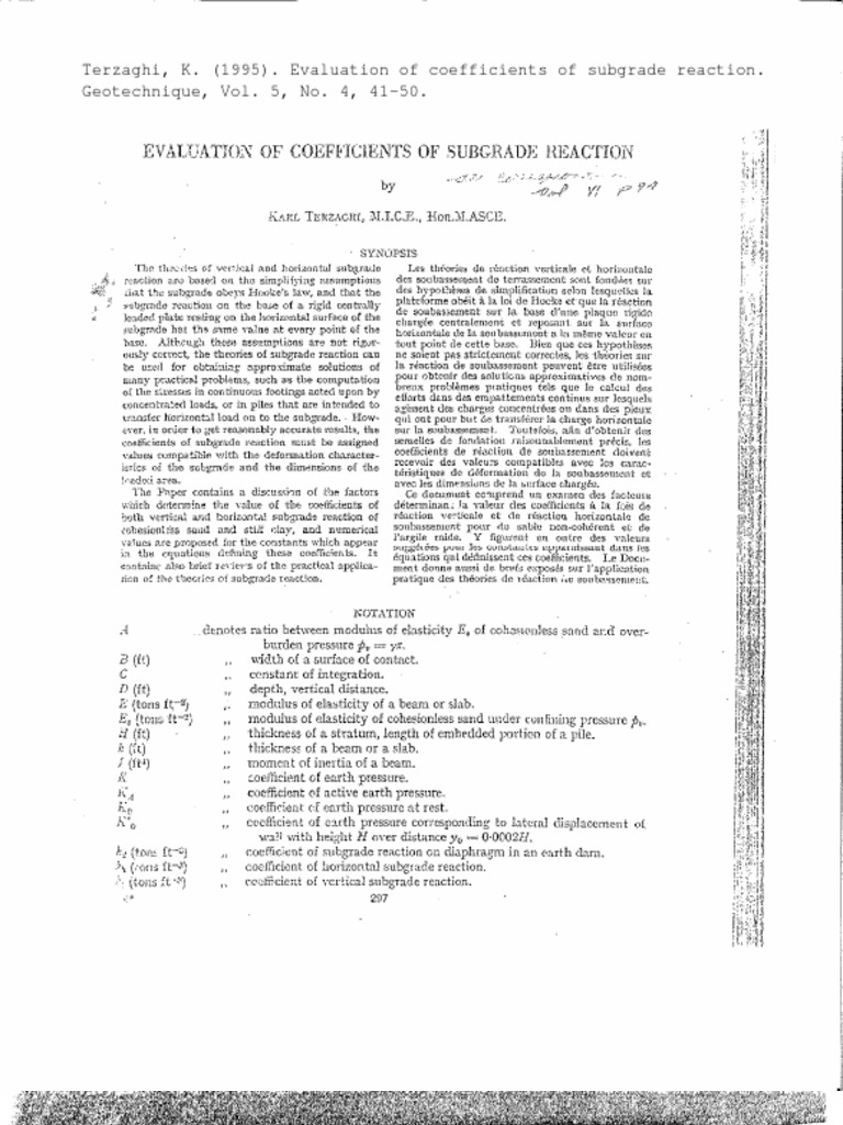 Terzaghi 1955 On Coefficients of Subgrade Reaction | PDF