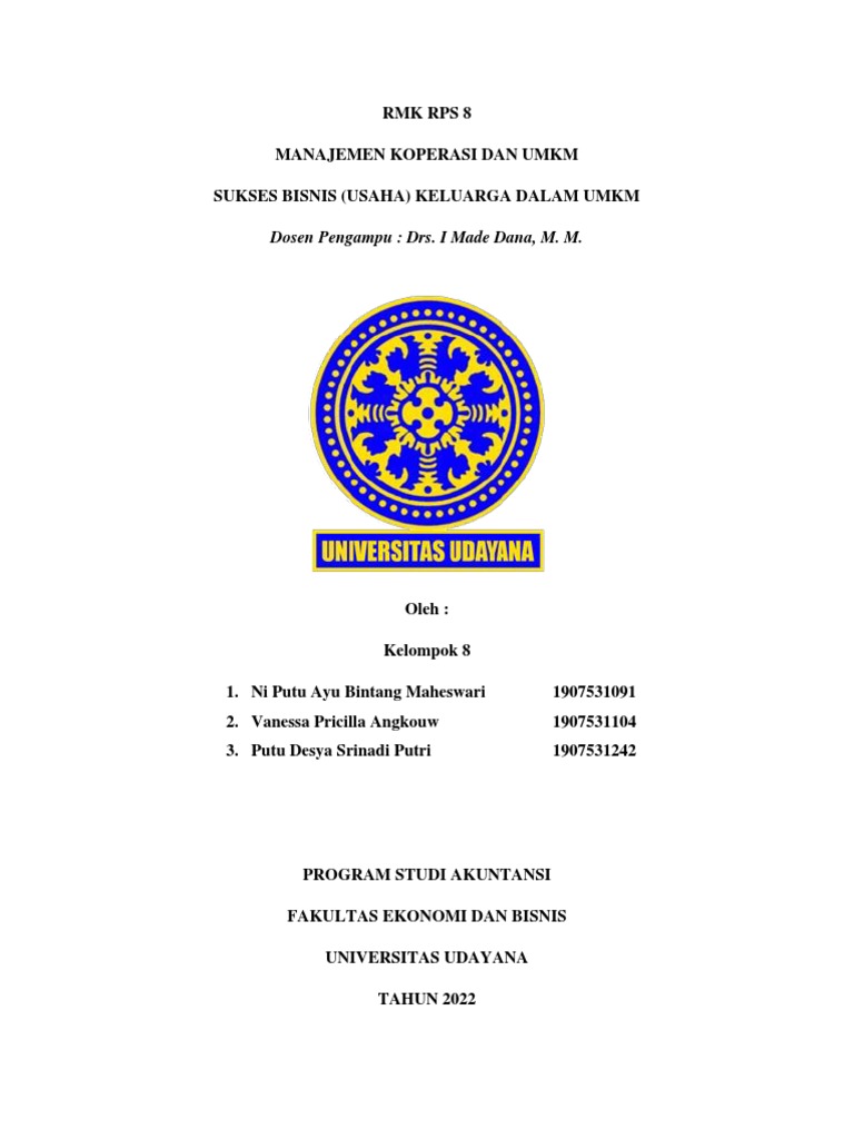 Rps 8 Kelompok 8 Manajemen Koperasi Dan Umkm Pdf 