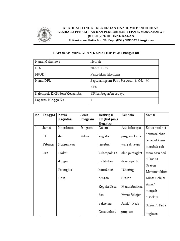 Lap KKN HOTIJAH | PDF