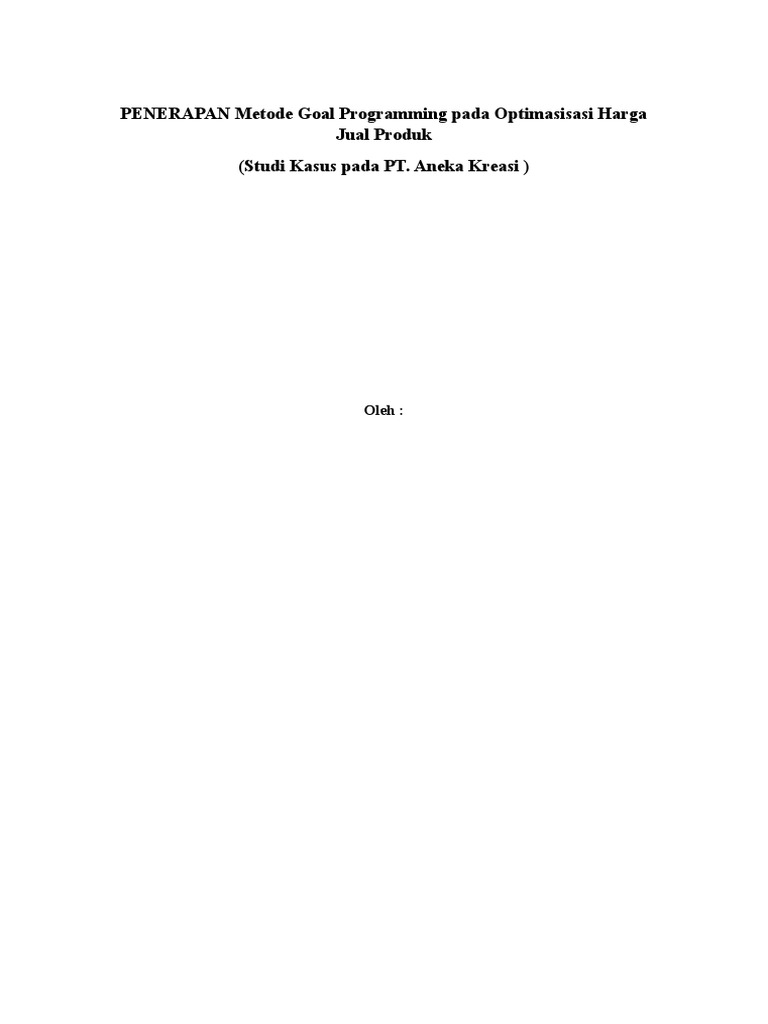 Makalah Goal Programming | PDF | Bisnis | Pengelolaan Keuangan & Uang