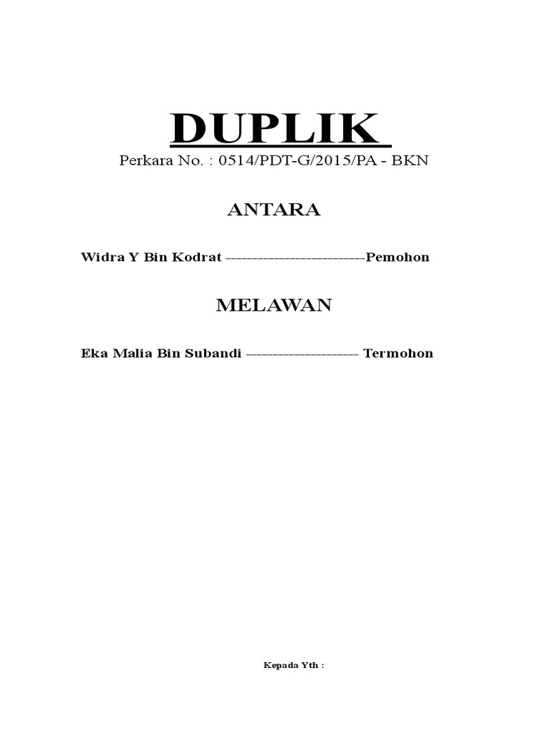 Duplik Eka Malia | PDF