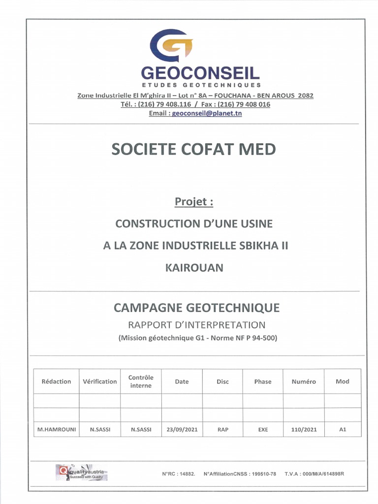 1.3.1 Campagne Geotechnique-COFAT Sans Annexes | PDF