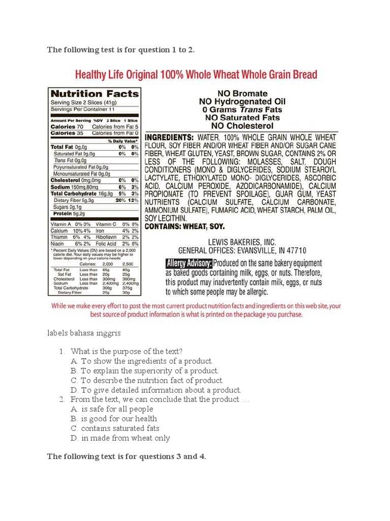 Reading Food Labels | PDF | Milk | Shampoo