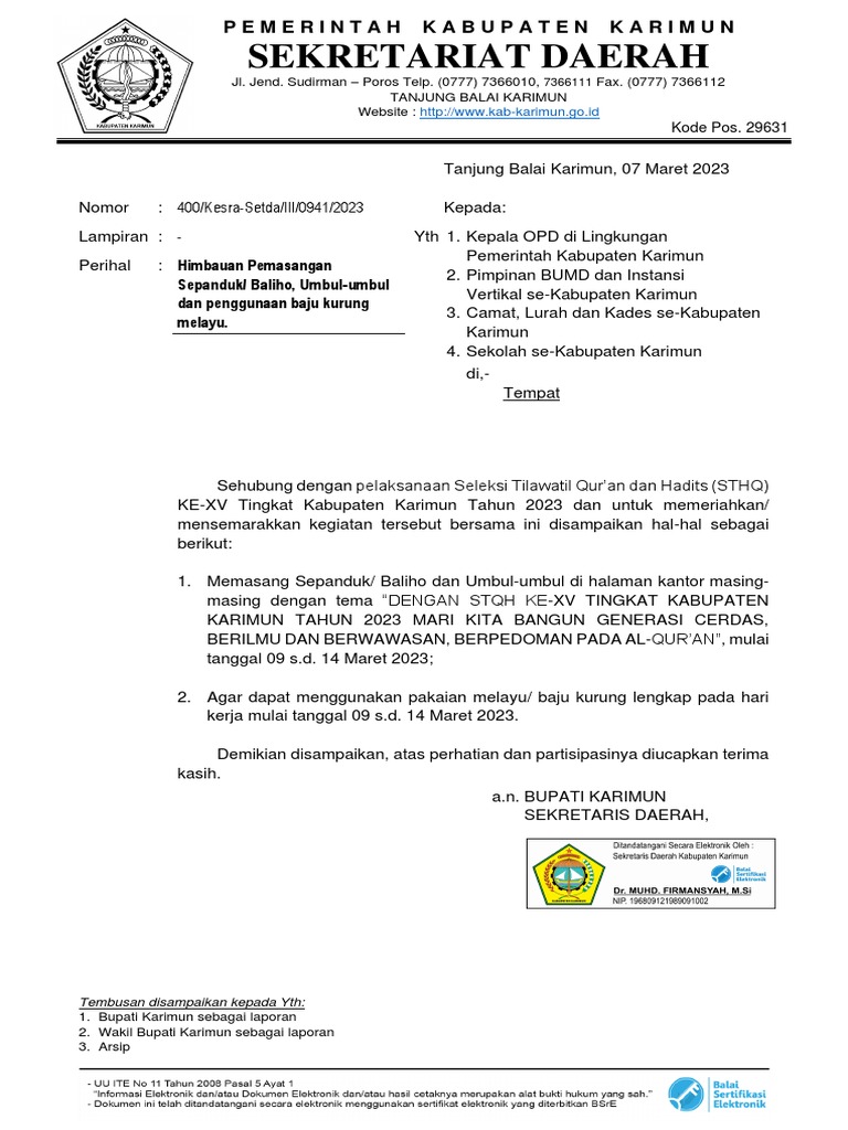 Contoh Surat Perundungan | PDF