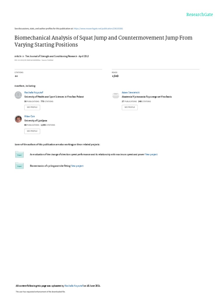 Mackala BIOMECHANICALANALYSISOFSQUATJUMPAND | PDF | Electromyography ...