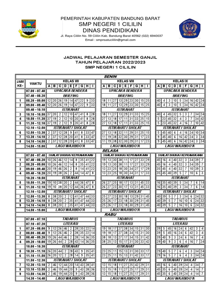 Jadwal Mengajar Ganjil 2022-2023 | PDF