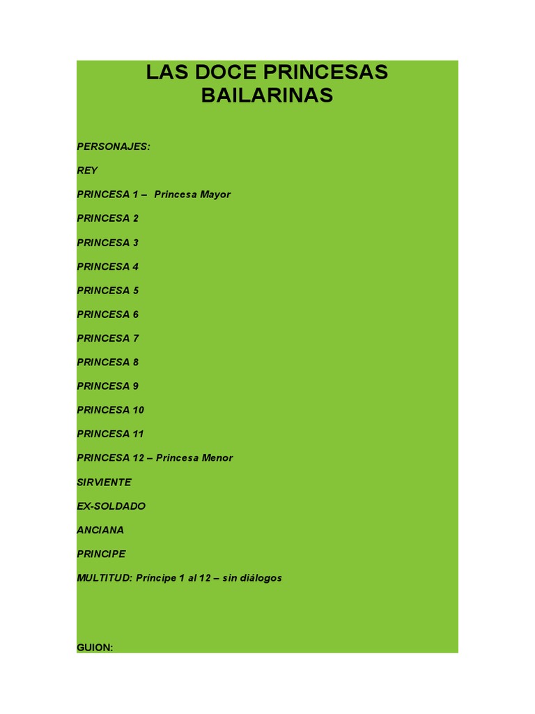 Las Doce Princesas Bailarinas | PDF