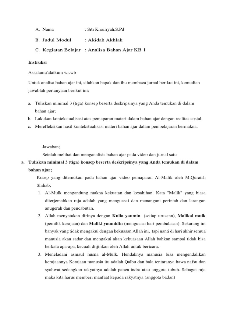 LK KB 1 Analisis | PDF