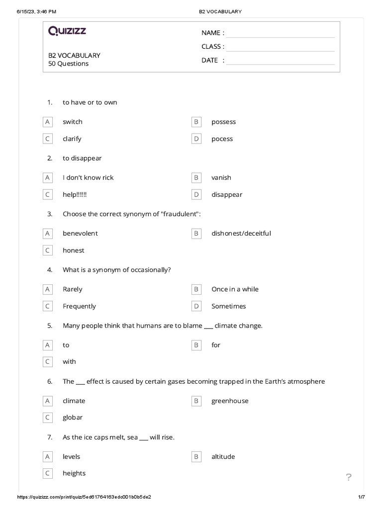 B2 Vocabulary | PDF | Climate Change | Wildlife